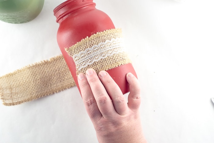 Easy Painted Mason Jars With Burlap Ribbon - Homestead Acres